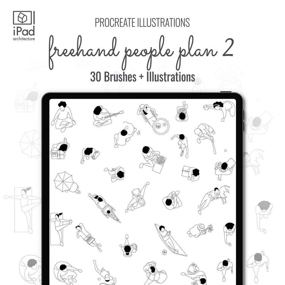 Procreate Freehand People Plan View Brushset & Illustrations 2 – Toffu Co