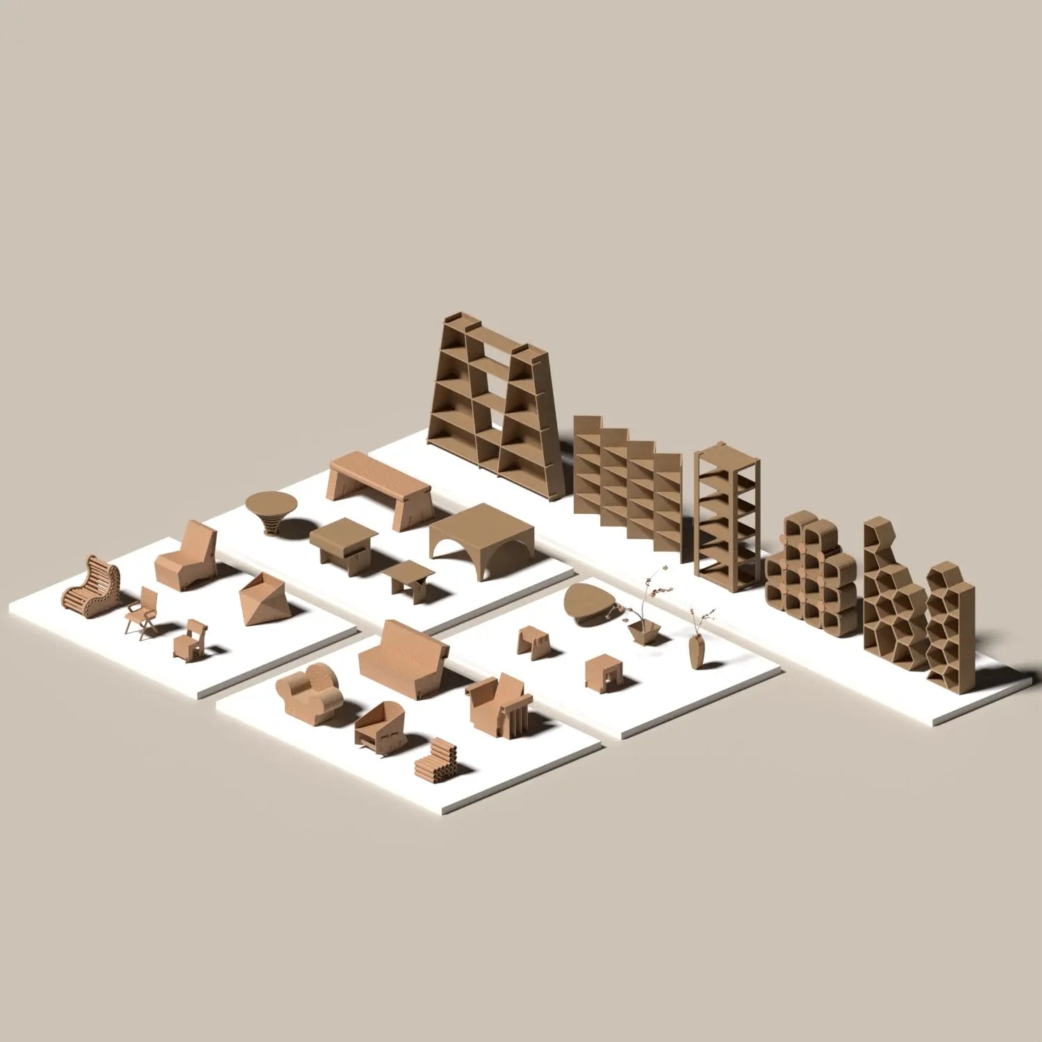 3D Model Cardboard Library – Toffu Co