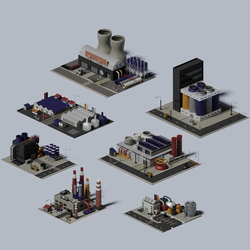 3D Model Factory Buildings – Toffu Co