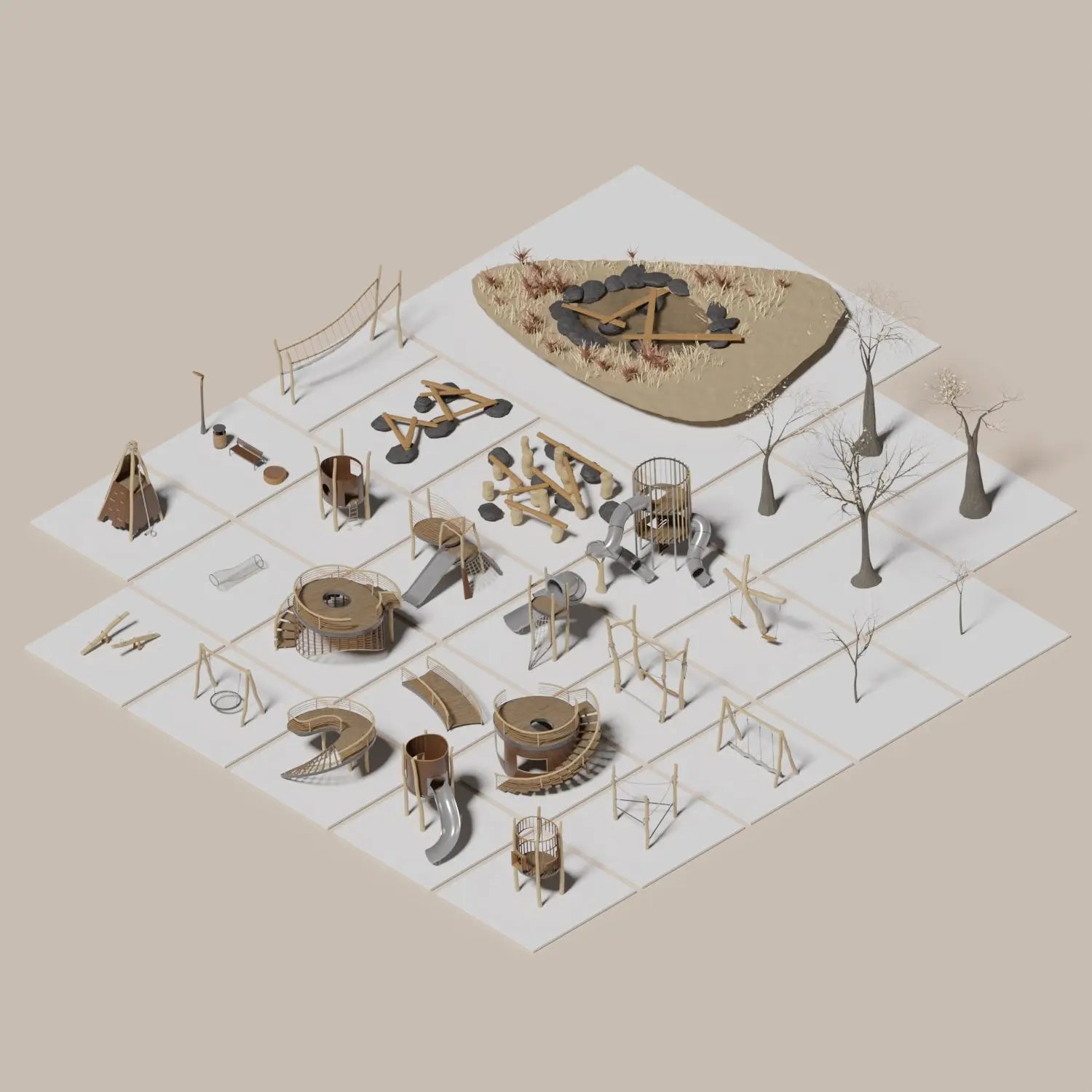 3d Model Wooden Playground Toffu Co