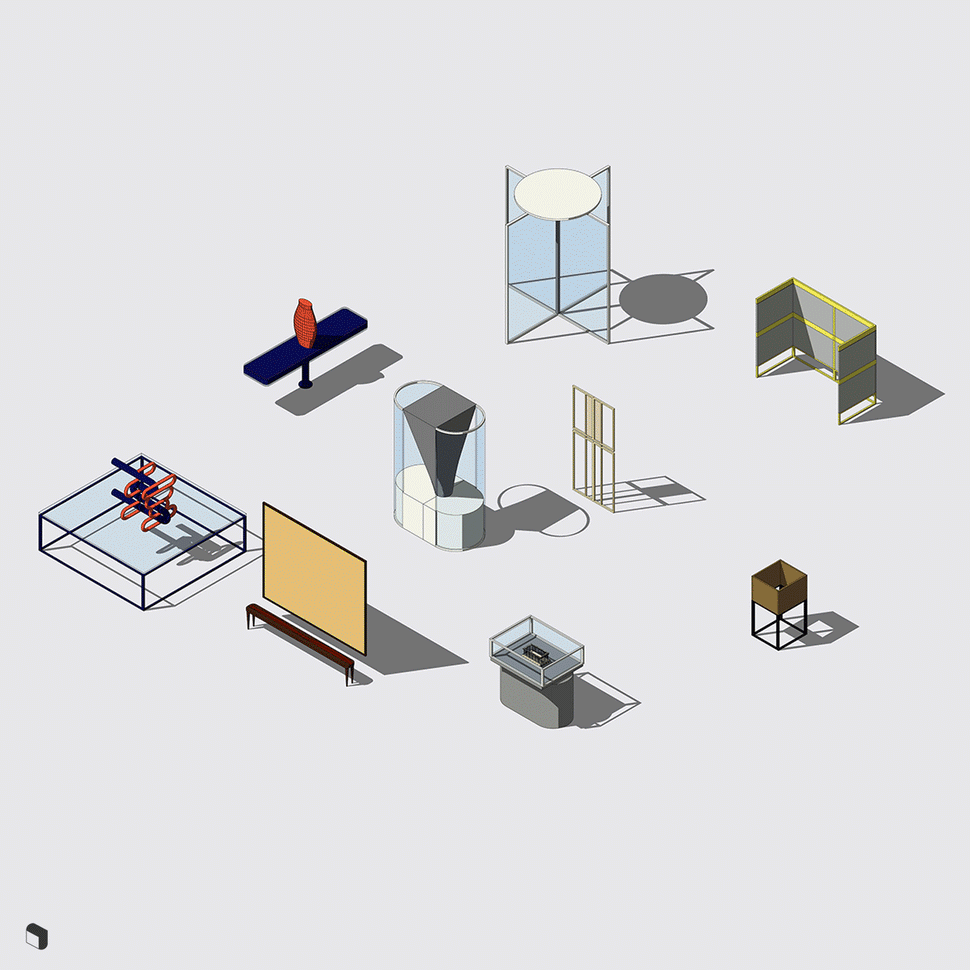 3d Model Revit Parametric Exhibition Furniture Toffu Co 