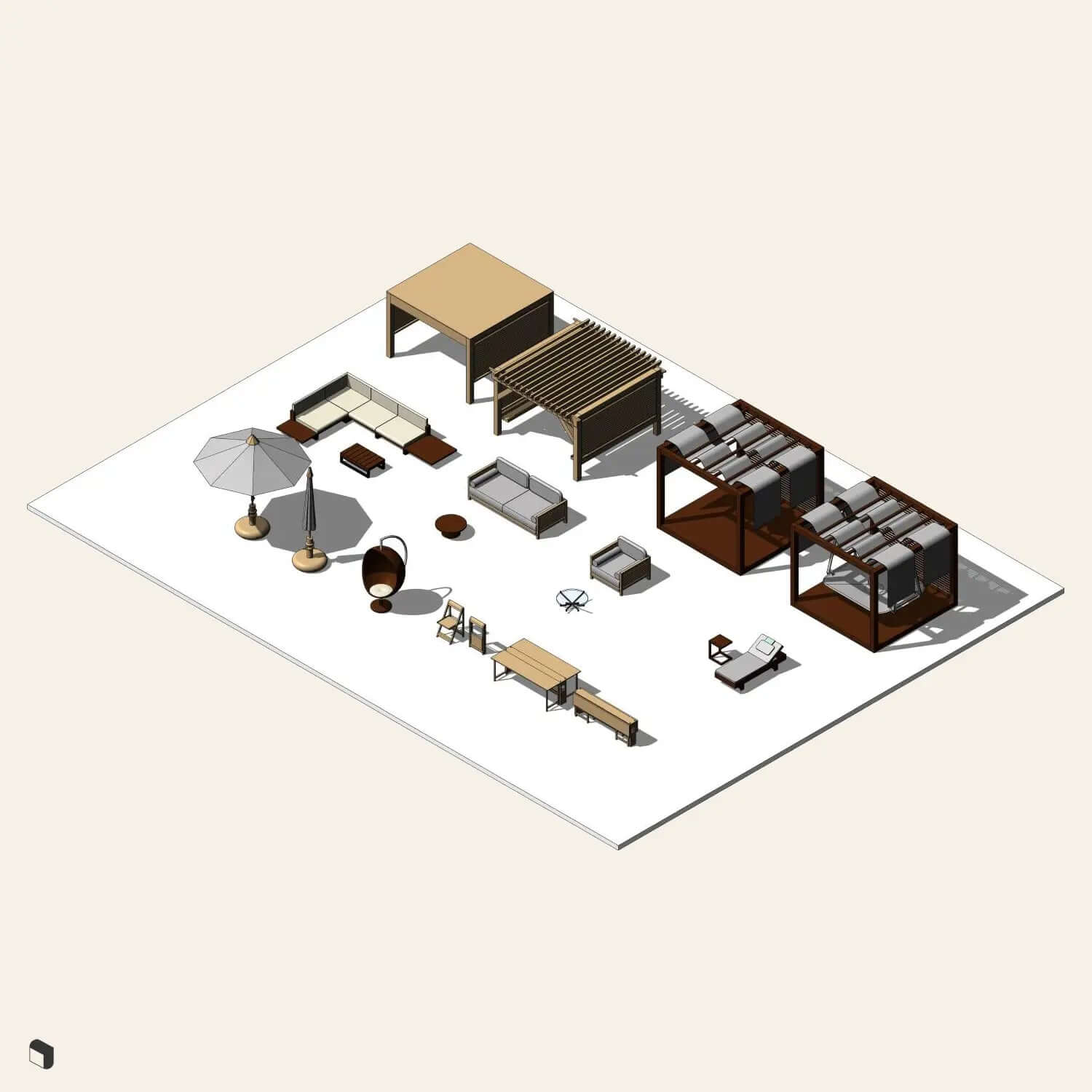 3d Model Revit Parametric Outdoor Furniture Toffu Co