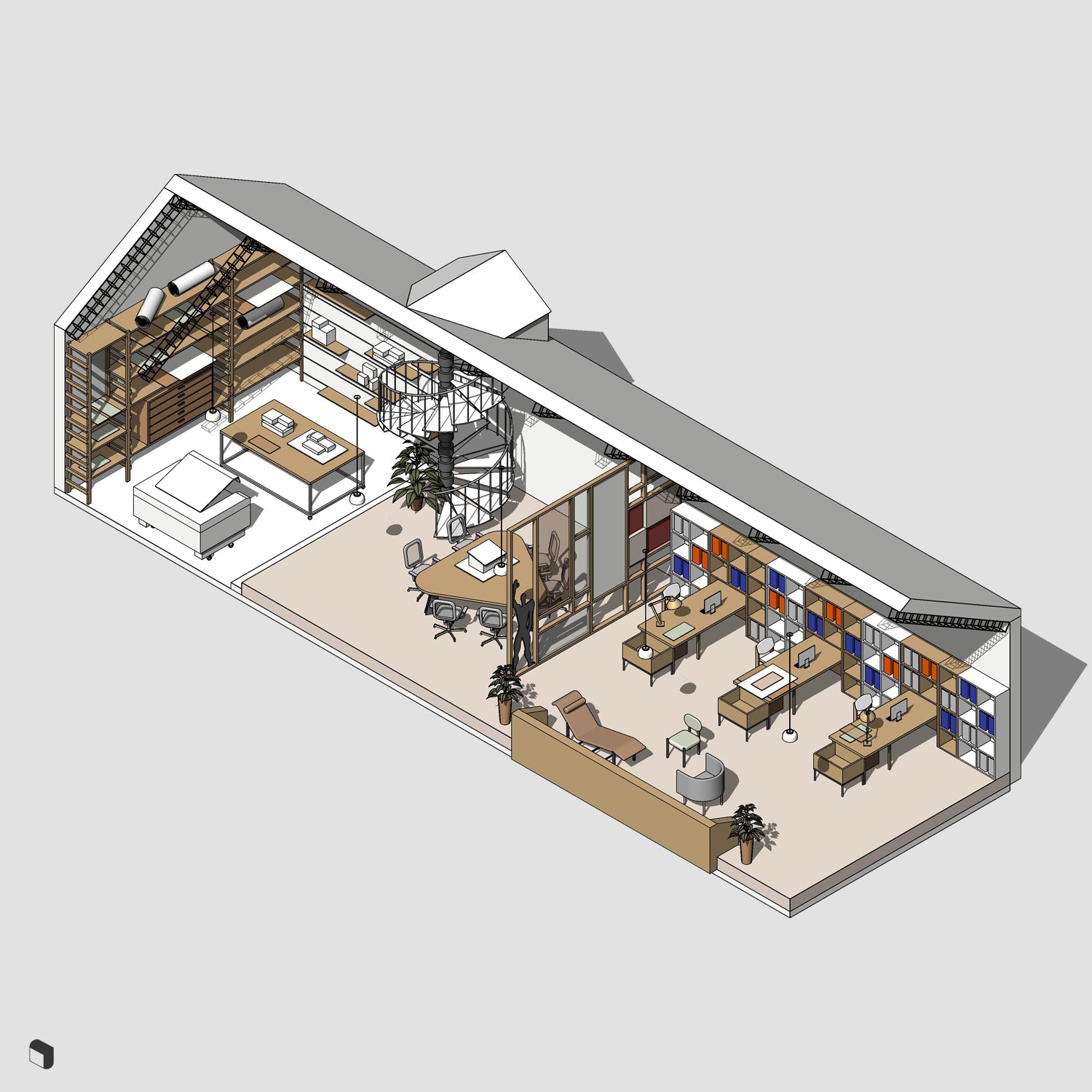 Architect Office Meeting & Model Room Revit 3D Model | BIM Asset | Toffu Co