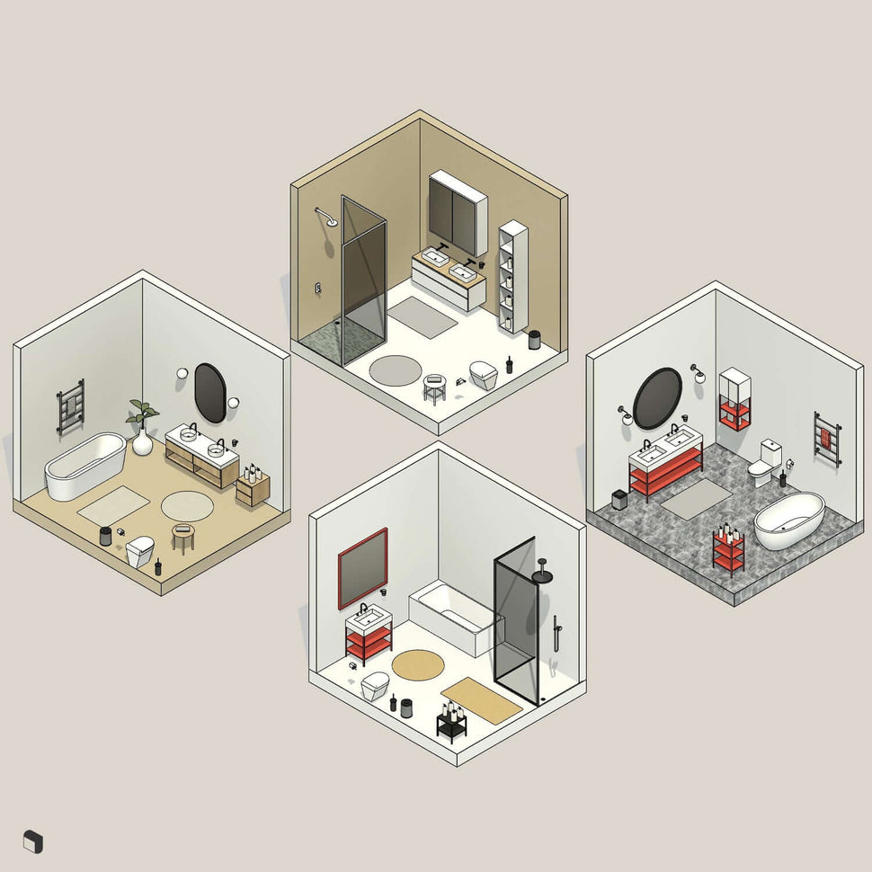 3D Model Revit Bathroom Setups – Toffu Co