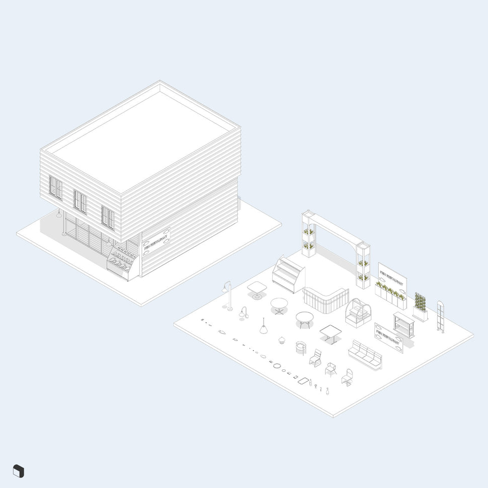 Fish Restaurant Revit 3D Model | BIM Asset | Toffu Co