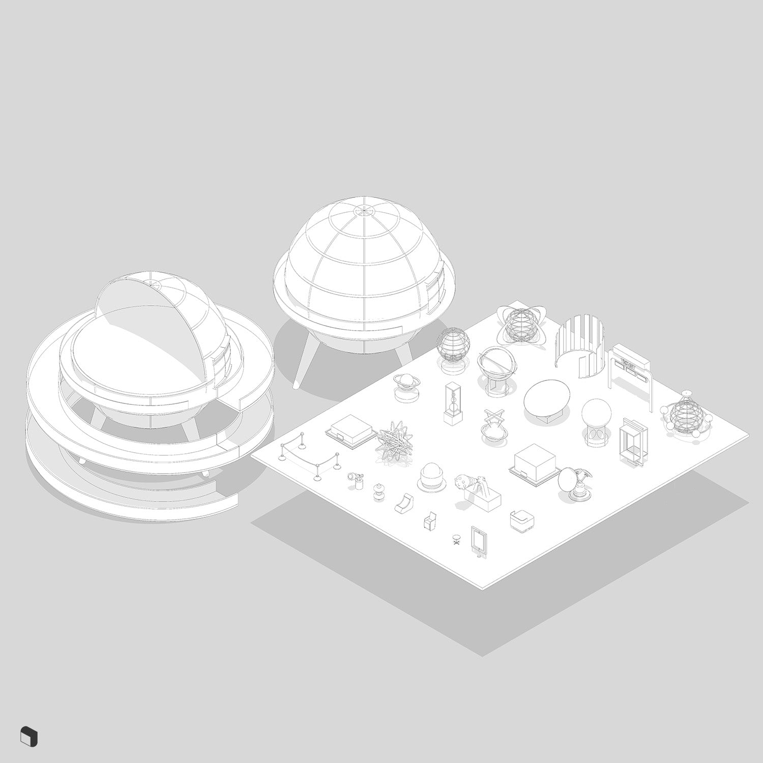 Planetarium & Exhibition Revit 3D Model | BIM Asset | Toffu Co