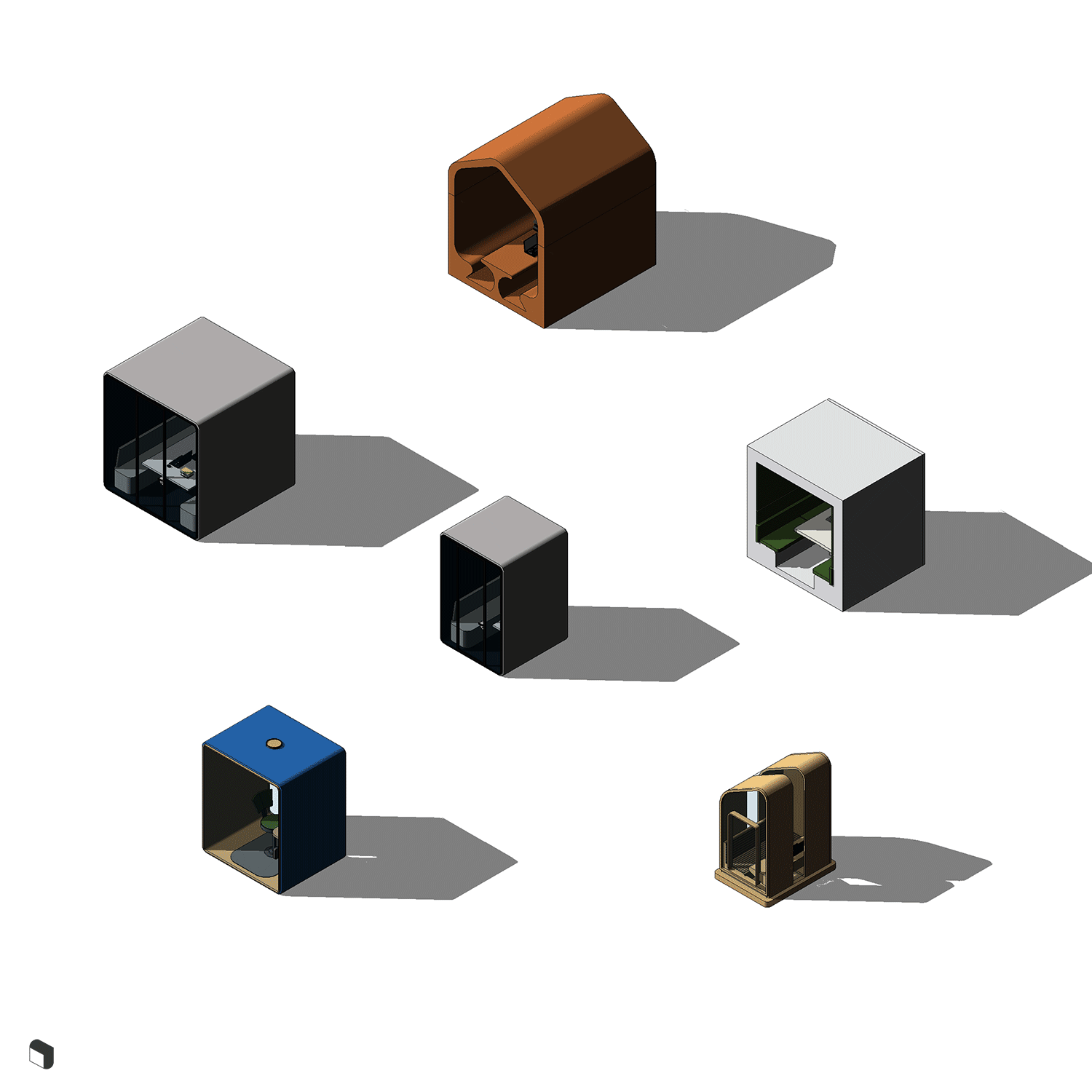 3d Model Revit Parametric Coworking Capsules Toffu Co