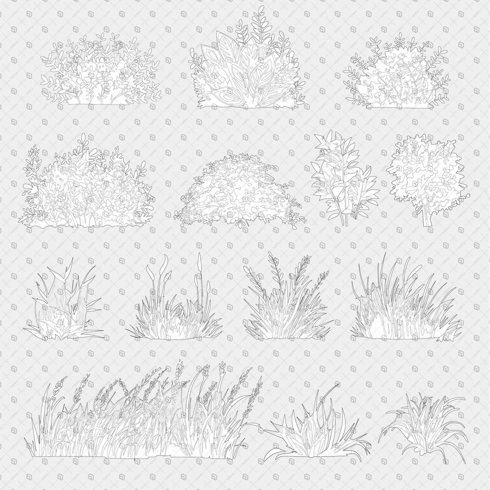 Cad Vegetation Plants and Grass – Toffu Co