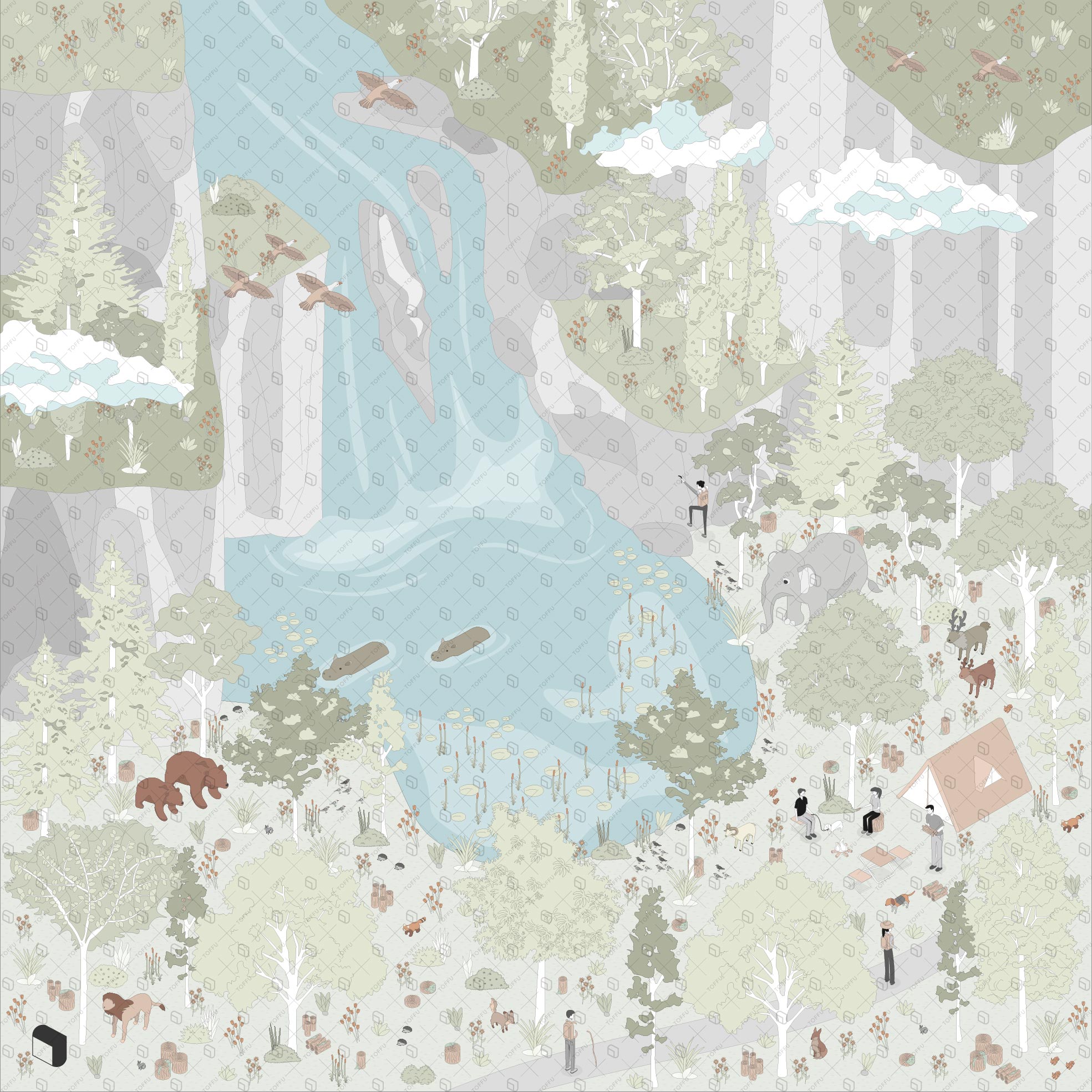 Axonometric Forest Zone – Toffu Co