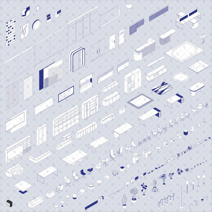 Axonometric, Minimalistic CAD Scenes | Toffu Co
