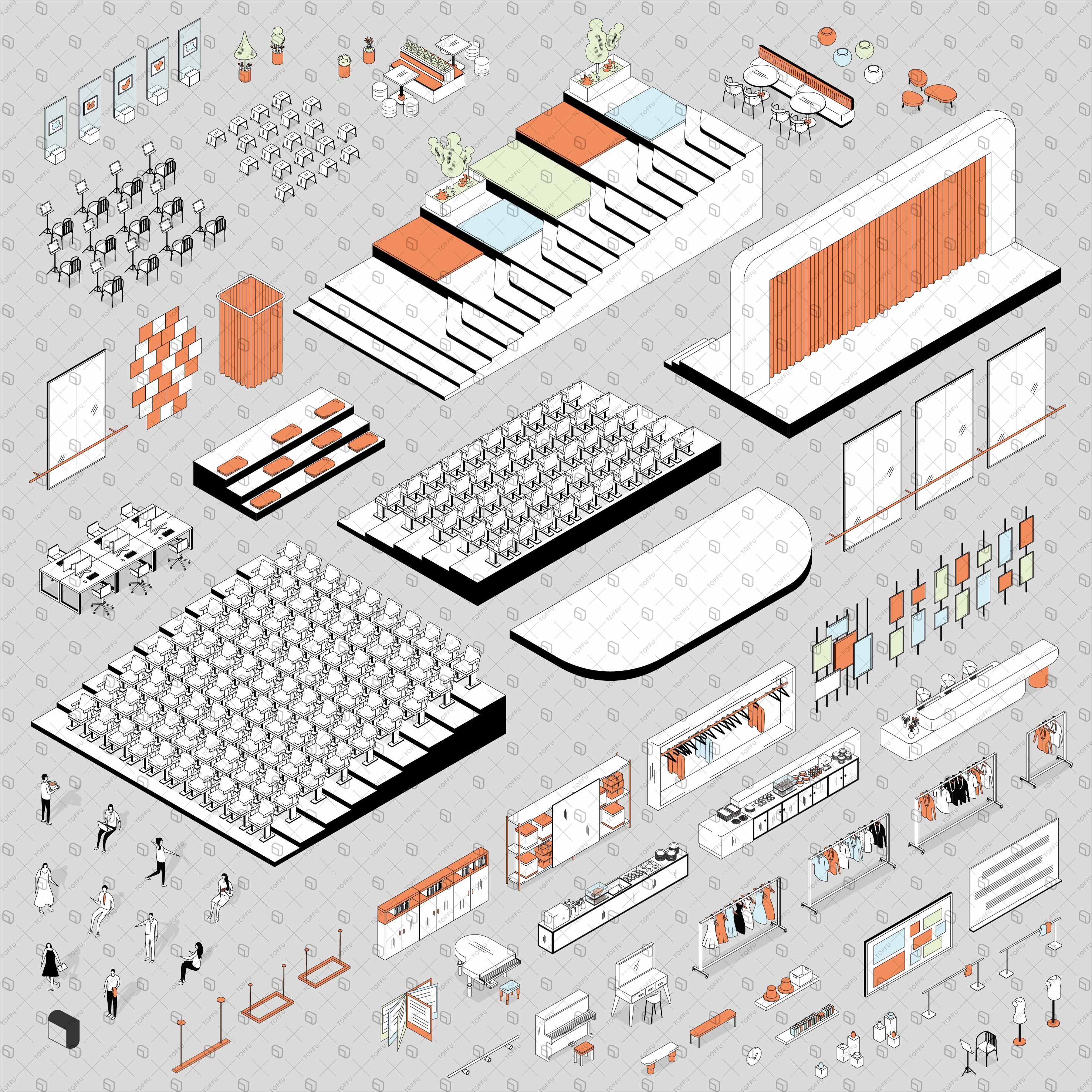 Axonometric Sketch Cultural Center – Toffu Co