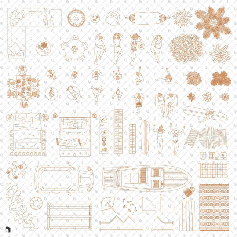 Cad Colorline Summer House Top View | Toffu Co