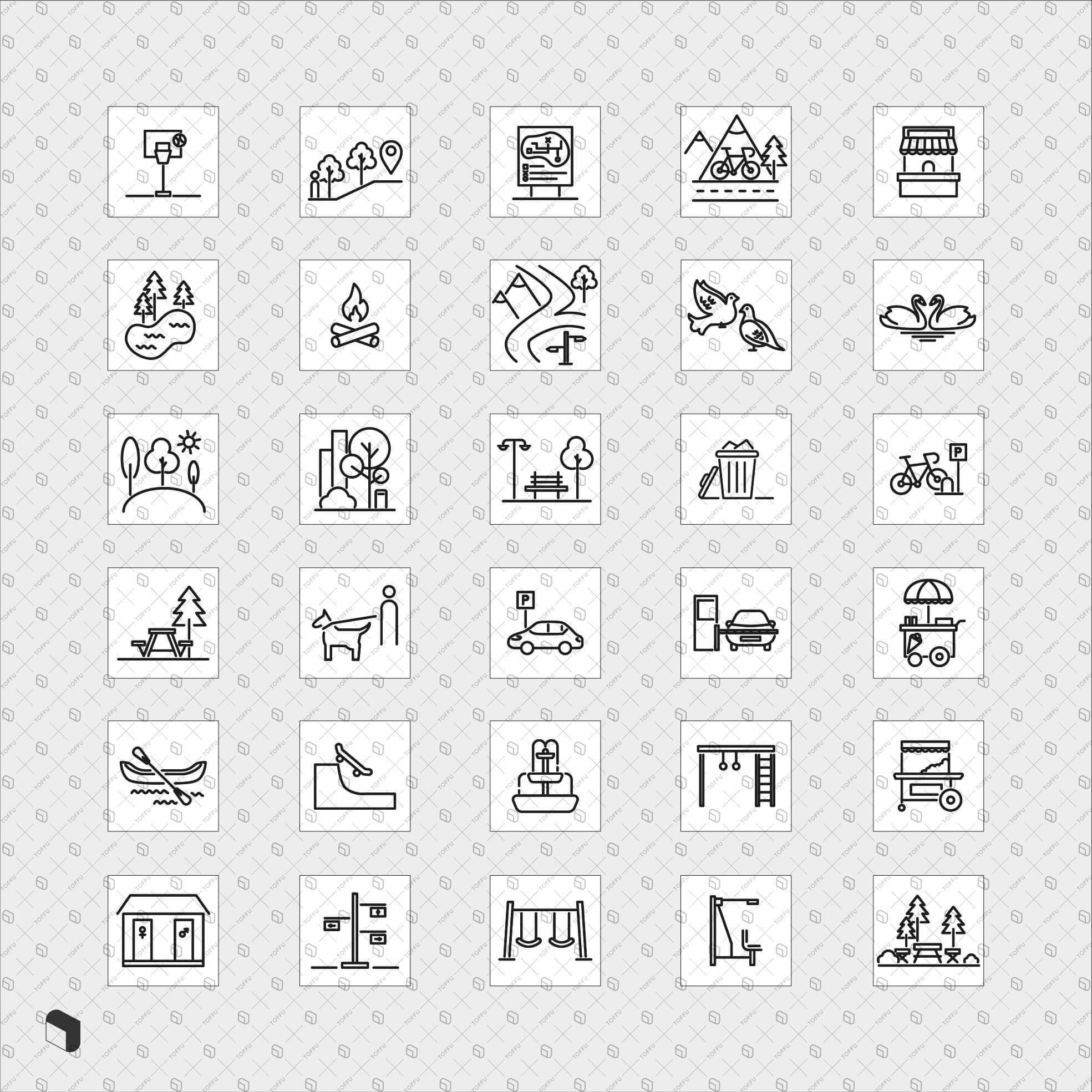 Axonometric Cad Park Icon Set – Toffu Co