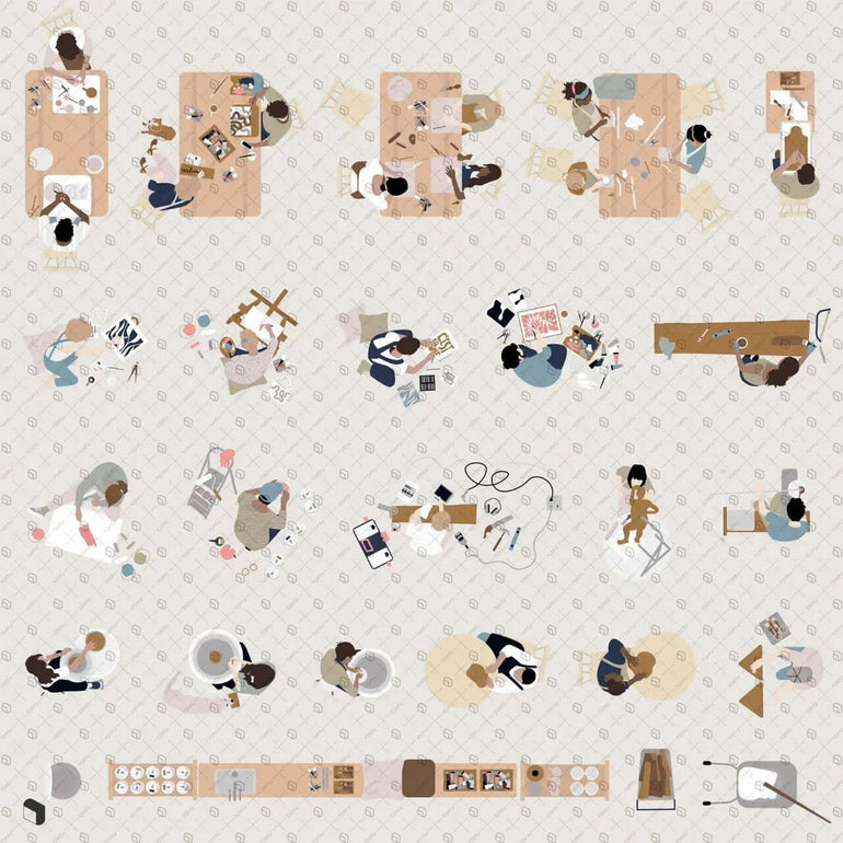 Flat Vector Workshop Setups Top View – Toffu Co