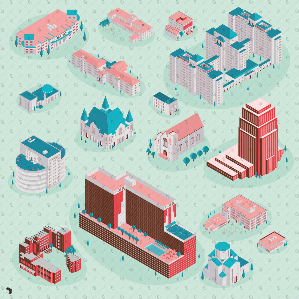 Axonometric Commercial & Public Buildings | Toffu Co