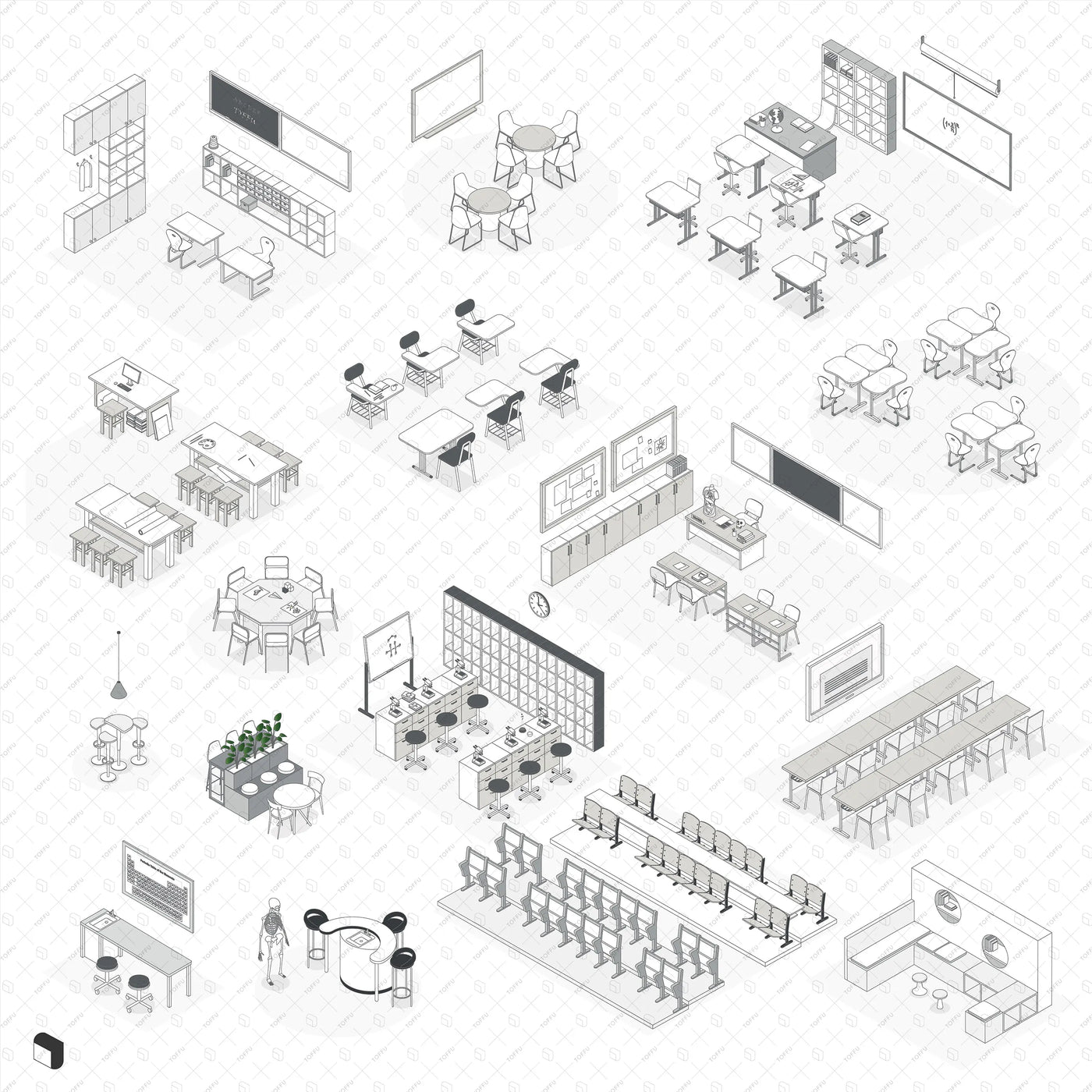 Axonometric School Bundle – Toffu Co