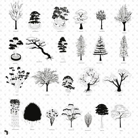 Axonometric Colorful & Black and White South East Trees | Toffu – Toffu Co