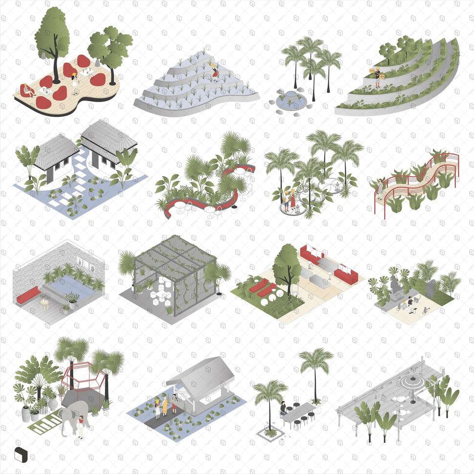 Axonometric Tropical Garden – Toffu Co