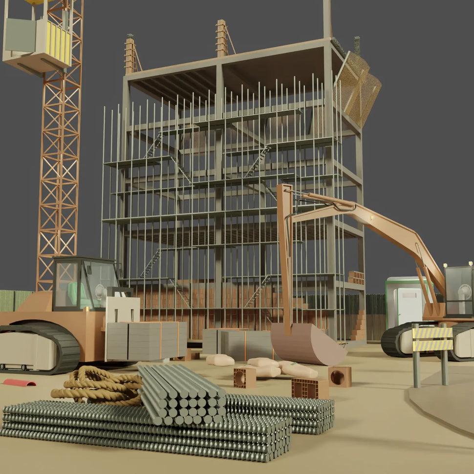 Low-Poly Construction | Blender 3D Model (.blend) | Toffu Co