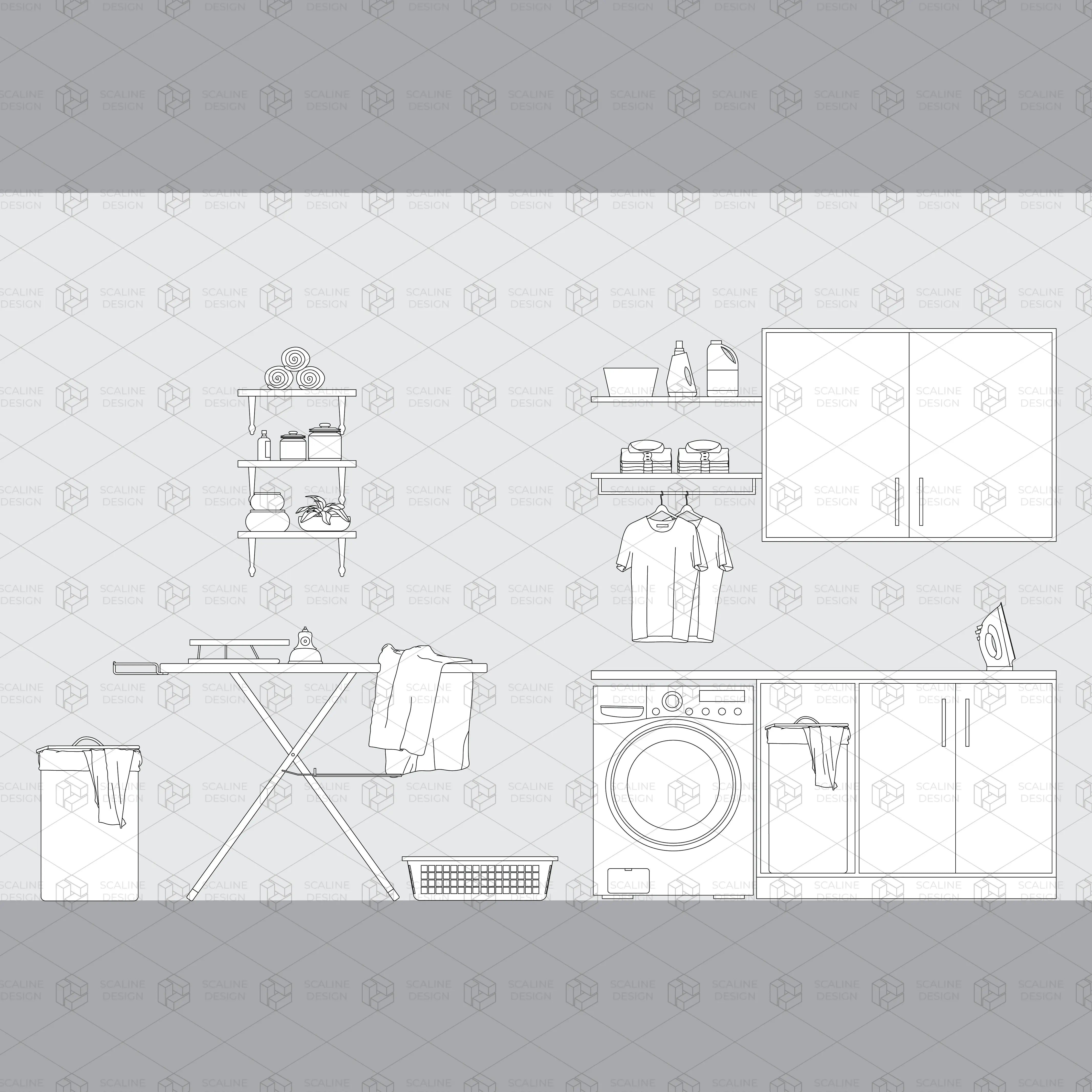 Cad and Vector Bathroom and Laundry furniture (elevation) | Toffu Co