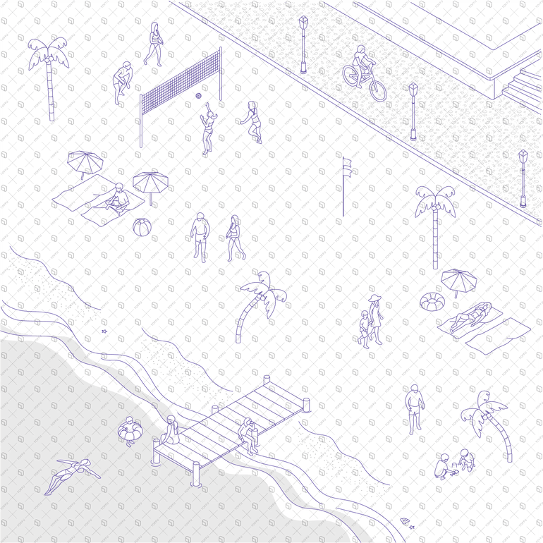 Axonometric People Beach Day – Toffu Co