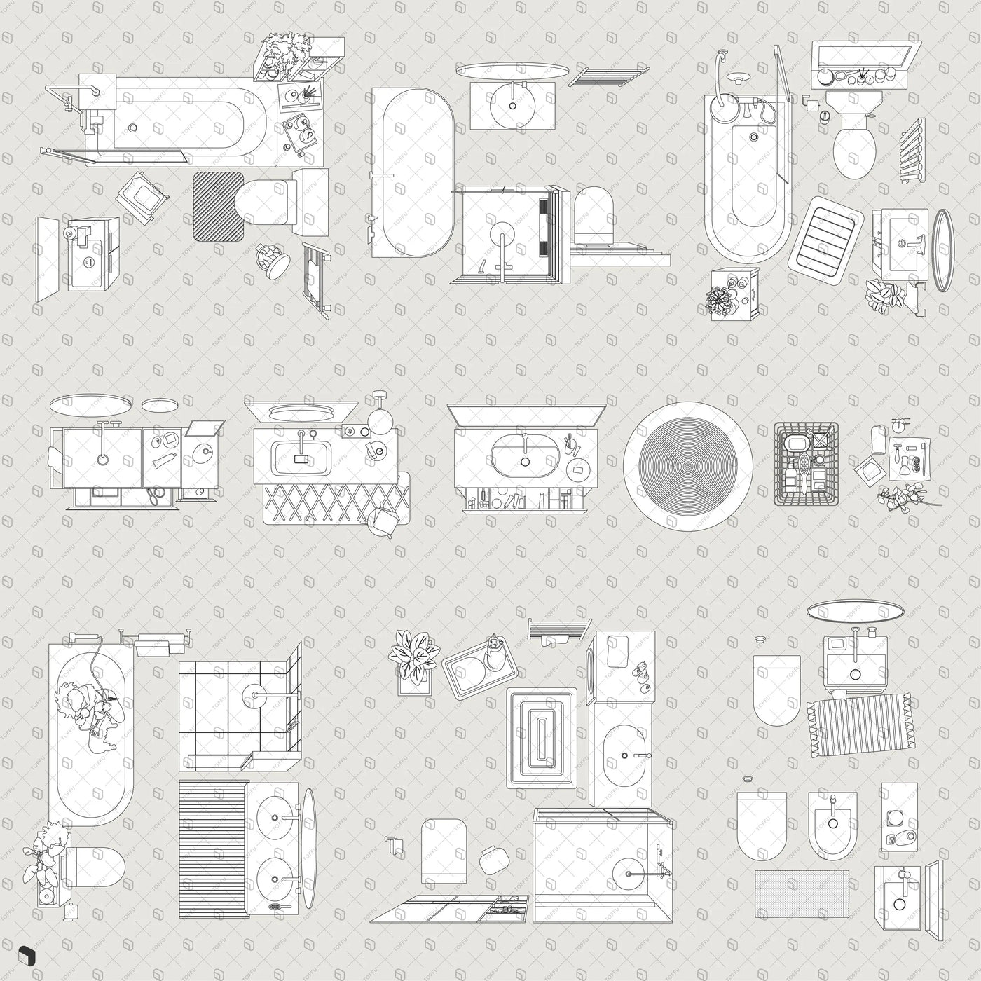 Flat Vector Bathroom Furniture Top View – Toffu Co