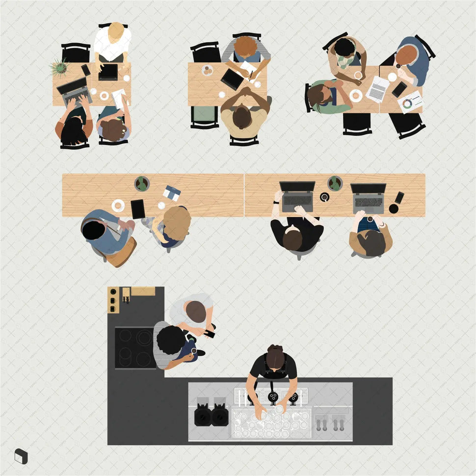 Flat Vector Coffee Shop Top View 2 – Toffu Co